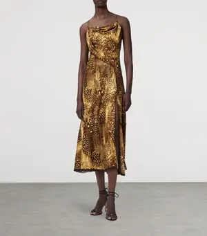ALLSAINTS Animal Print Claire Midi Dress - Gold