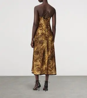 ALLSAINTS Animal Print Claire Midi Dress - Gold