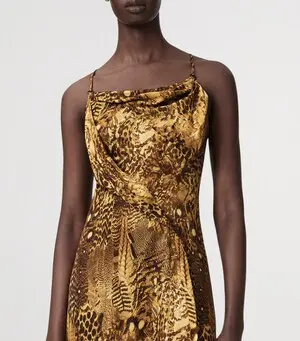 ALLSAINTS Animal Print Claire Midi Dress - Gold