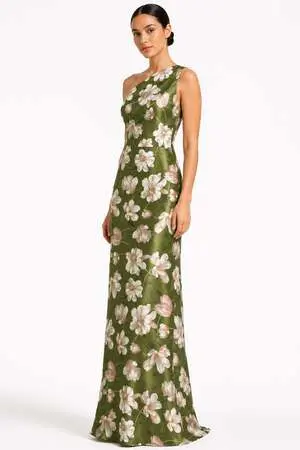 Sachin & Babi Floral One Shoulder Gown