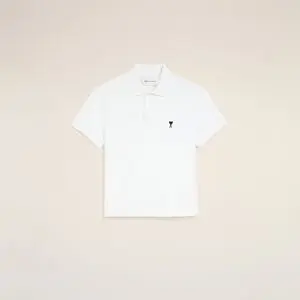 AMI Paris Classic Fit Polo Shirt With De Coeur Embroidery - White/black