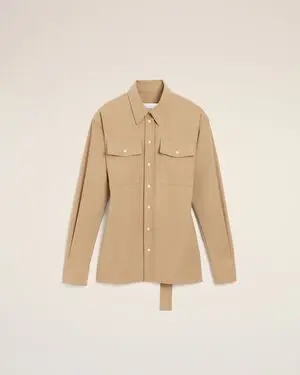 AMI Paris Beige Fitted Wool Balloon-sleeve Shirt Beige