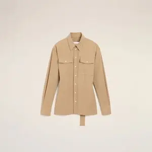 AMI Paris Beige Wool Fitted Shirt With Balloon Sleeves