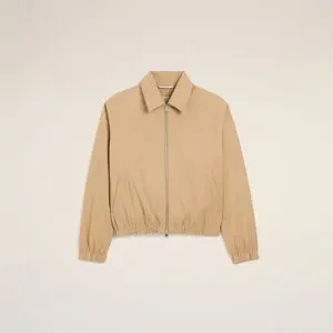 AMI Paris Beige Cotton Padded Jacket With De Coeur Embroidery
