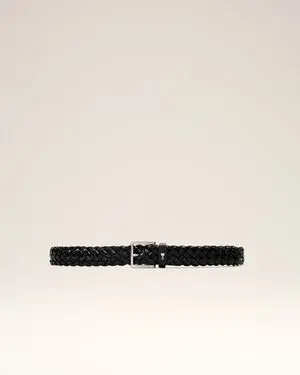 AMI Paris Braided Leather Belt - Black