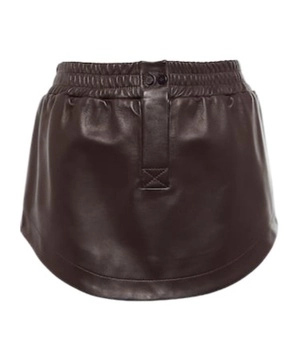 Attico Leather Miniskirt - Black