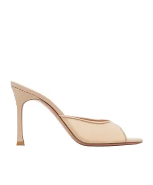 Amina Muaddi Alexa 95 Mesh High-heeled Sandals - Beige