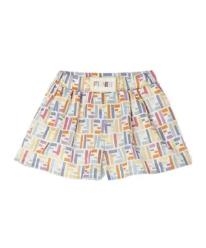 Fendi Multicolor Cotton Muslin Baby Shorts - Nude