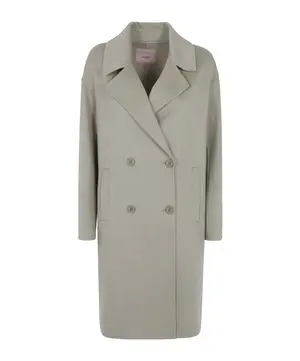 TWINSET Double-breasted Long-sleeved Coat - Gray