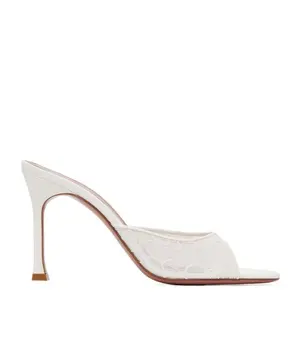 Amina Muaddi Alexa 95 Lace High-heeled Sandals - Ivory