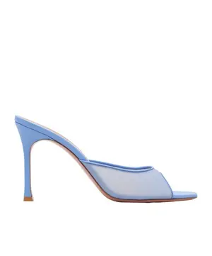 Amina Muaddi Alexa 95 Mesh High-heeled Sandals - Light Blue