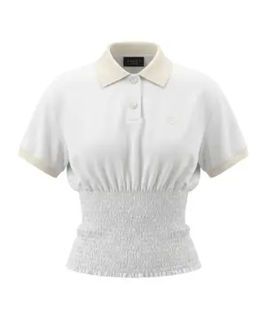 Gucci Striped T-shirt With Smock Embroidery And Double G Logo - White
