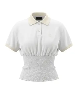 Gucci Striped T-shirt With Smock Embroidery And Double G Logo - White