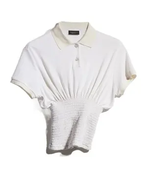 Gucci Striped T-shirt With Smock Embroidery And Double G Logo