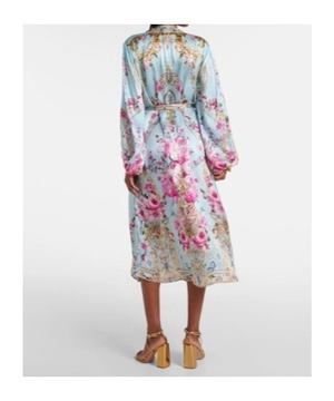 Camilla Embellished Floral Silk Satin Robe