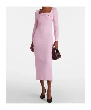 Roland Mouret Crepe Midi Dress With Origami Neckline