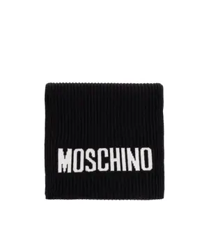 Moschino Ribbed Logo Scarf