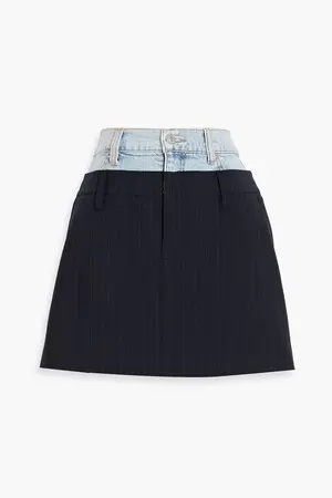 Simkhai Rilee Denimtrimmed Pinstriped Woven Mini Skirt