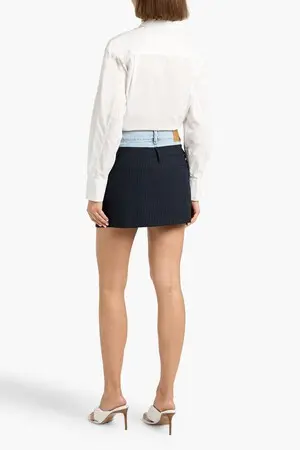 Simkhai Rilee Denimtrimmed Pinstriped Woven Mini Skirt