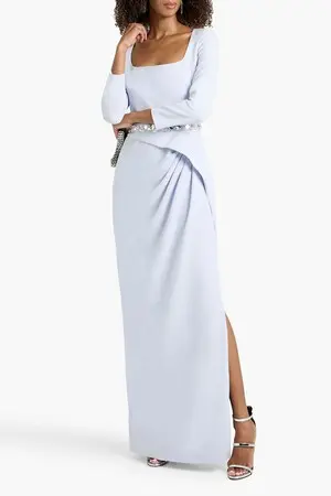 Safiyaa Mahir Embellished Draped Crepe Gown