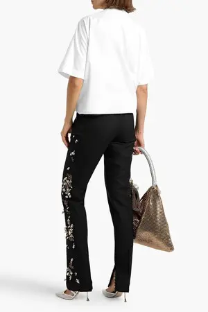 Dries Van Noten Embellished Herringbone Wool Slimleg Pants