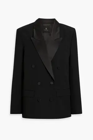 ANINE BING Ross Doublebreasted Wooltwill Blazer - Black