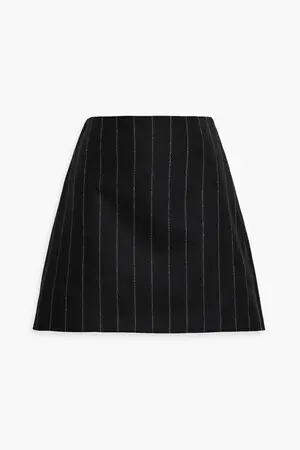 ANINE BING Tierra Pinstriped Woolblend Mini Skirt - Dark Gray