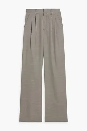 ANINE BING Carrie Pleated Houndstooth Woolblend Straightleg Pants