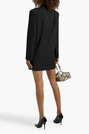ANINE BING Ross Satin-trimmed Wool Tuxedo Mini Dress
