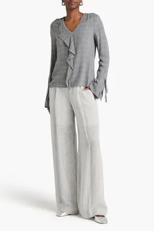 Derek Lam 10 Crosby Ruffled Checked Twill Blouse