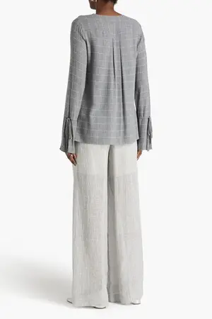 Derek Lam 10 Crosby Ruffled Checked Twill Blouse