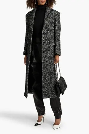 ANINE BING Quinn Herringbone Woolblend Tweed Coat
