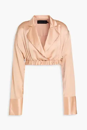 Michael Lo Sordo Cropped Wrapeffect Silksatin Top