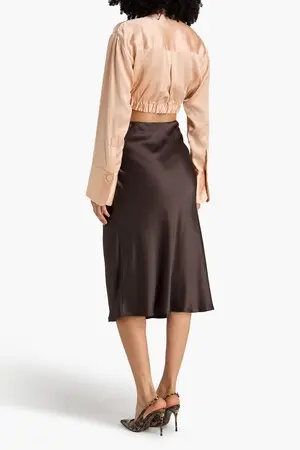Michael Lo Sordo Cropped Wrapeffect Silksatin Top
