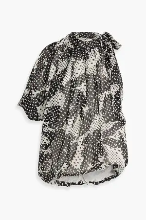 Dries Van Noten One-shoulder Printed Silk Chiffon Top
