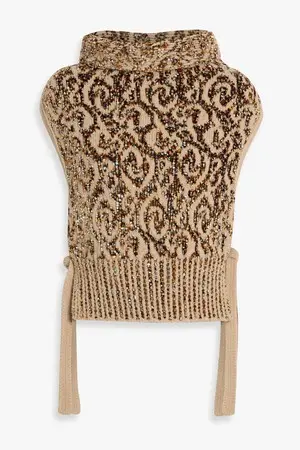 Dries Van Noten Intarsia Woolblend Turtleneck Vest - Beige