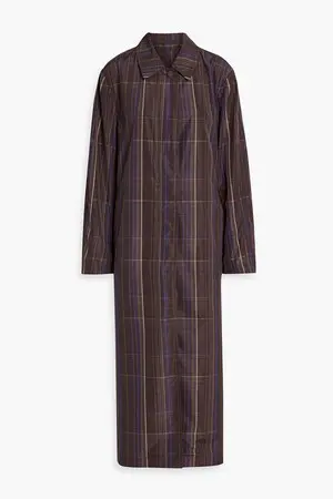 Dries Van Noten Checked Shell Coat - Chocolate