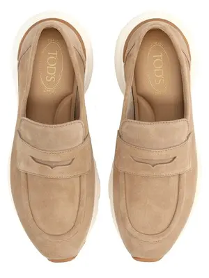 TOD'S Suede Sporty Loafers - Beige