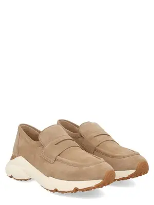 TOD'S Suede Sporty Loafers - Beige