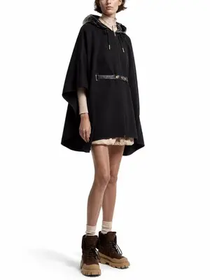 Moncler Padded Wool Blend Cape - Blue