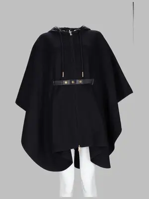 Moncler Padded Wool Blend Cape - Blue
