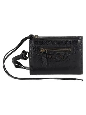 Balenciaga Portafoglio Trifold Con Tracolla "le City - Black