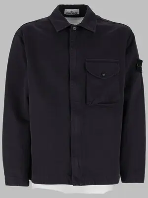 Stone Island Overshirt In Twill Di Cotone