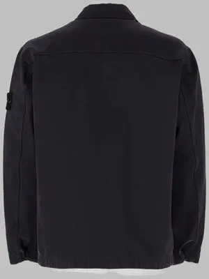 Stone Island Overshirt In Twill Di Cotone
