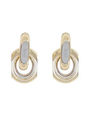 Saint Laurent Orecchini "cassandre" A Doppio Anello In Metallo - Gold