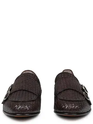MILLE885 Woven Leather Monk Strap Loafers