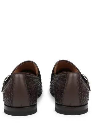 MILLE885 Woven Leather Monk Strap Loafers