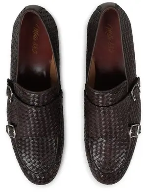 MILLE885 Woven Leather Monk Strap Loafers