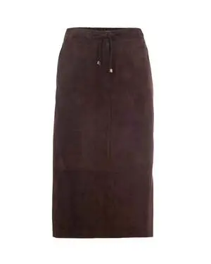 Max Mara S MAX MARA Luxury Lamb Leather Skirt Fango