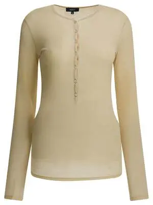 Soeur Ribbed Henley T-shirt - Beige